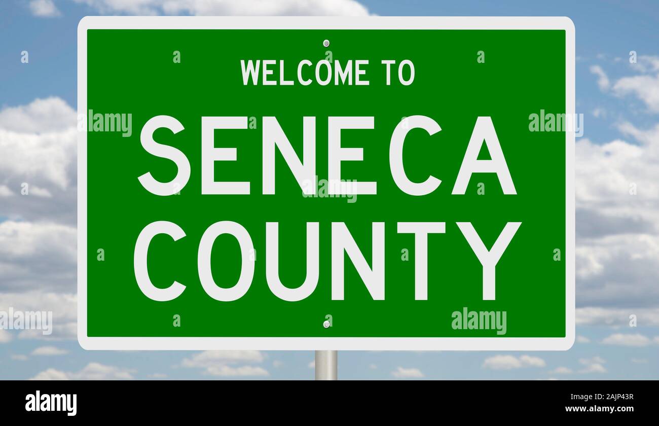 Rendering of a green 3d highway sign for Seneca County Stock Photo - Alamy