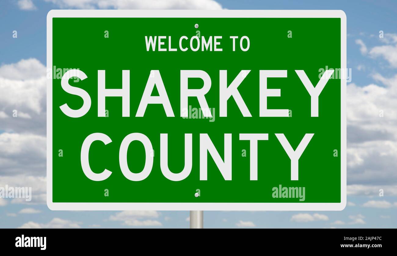 Rendering of a green 3d highway sign for Sharkey County Stock Photo - Alamy