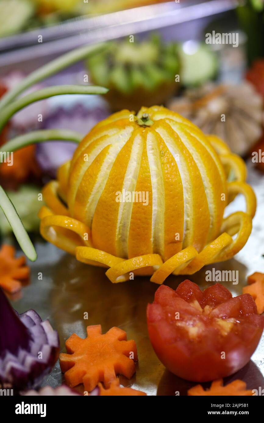 Different raw shredded vegetables and fruits as an example of a healthy ...