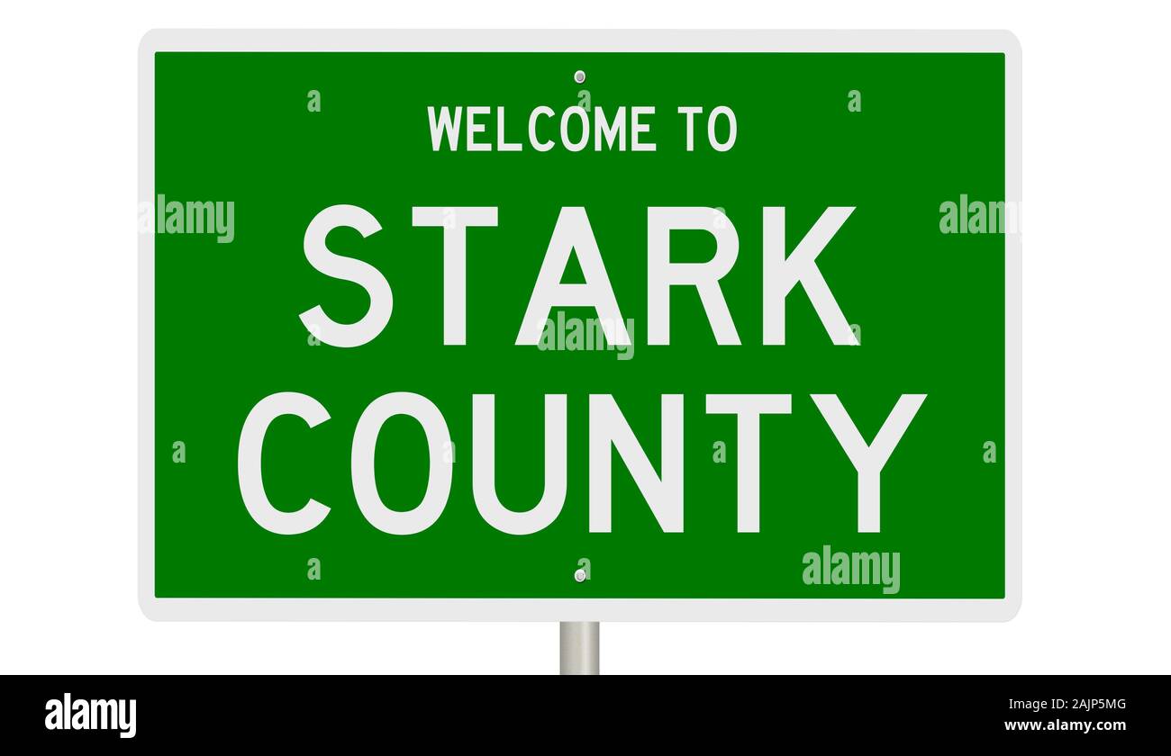 Rendering of a green 3d highway sign for Stark County Stock Photo - Alamy