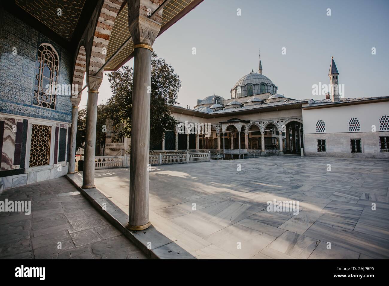 Marble Terrace and the Columns Hall in the fourth courtyard of Topkapi ...