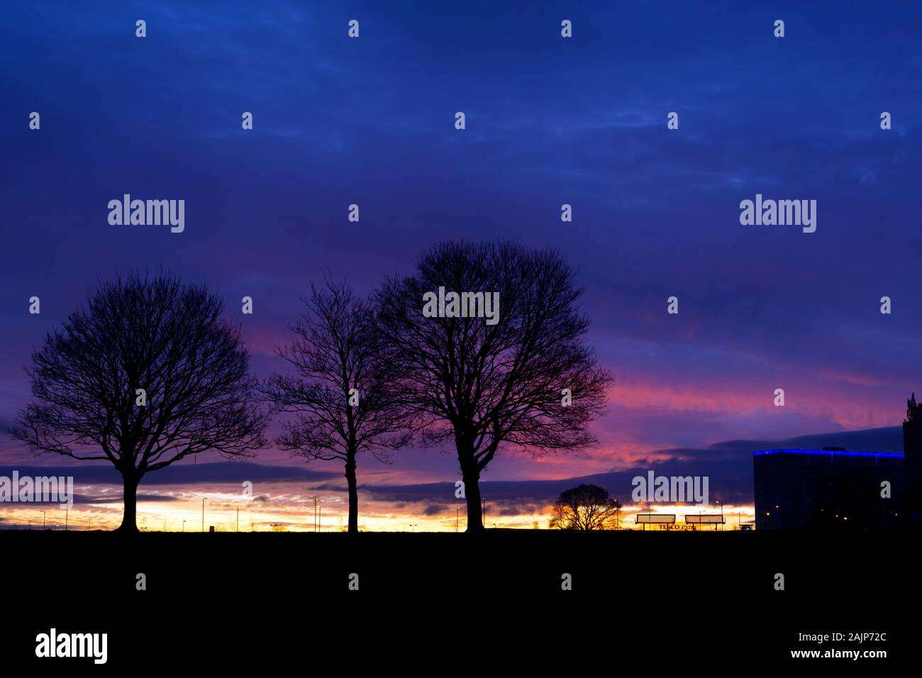 Oaklands Recreation Ground at dawn in winter, Yardley, Birmingham ...