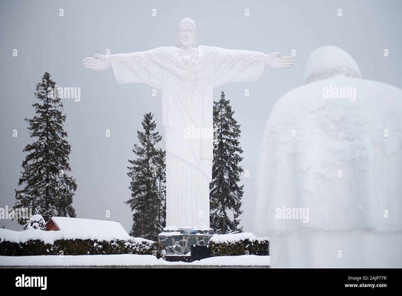 KLIN, SLOVAKIA - DEC 28, 2019: Monumental statue of Jesus Christ called ...