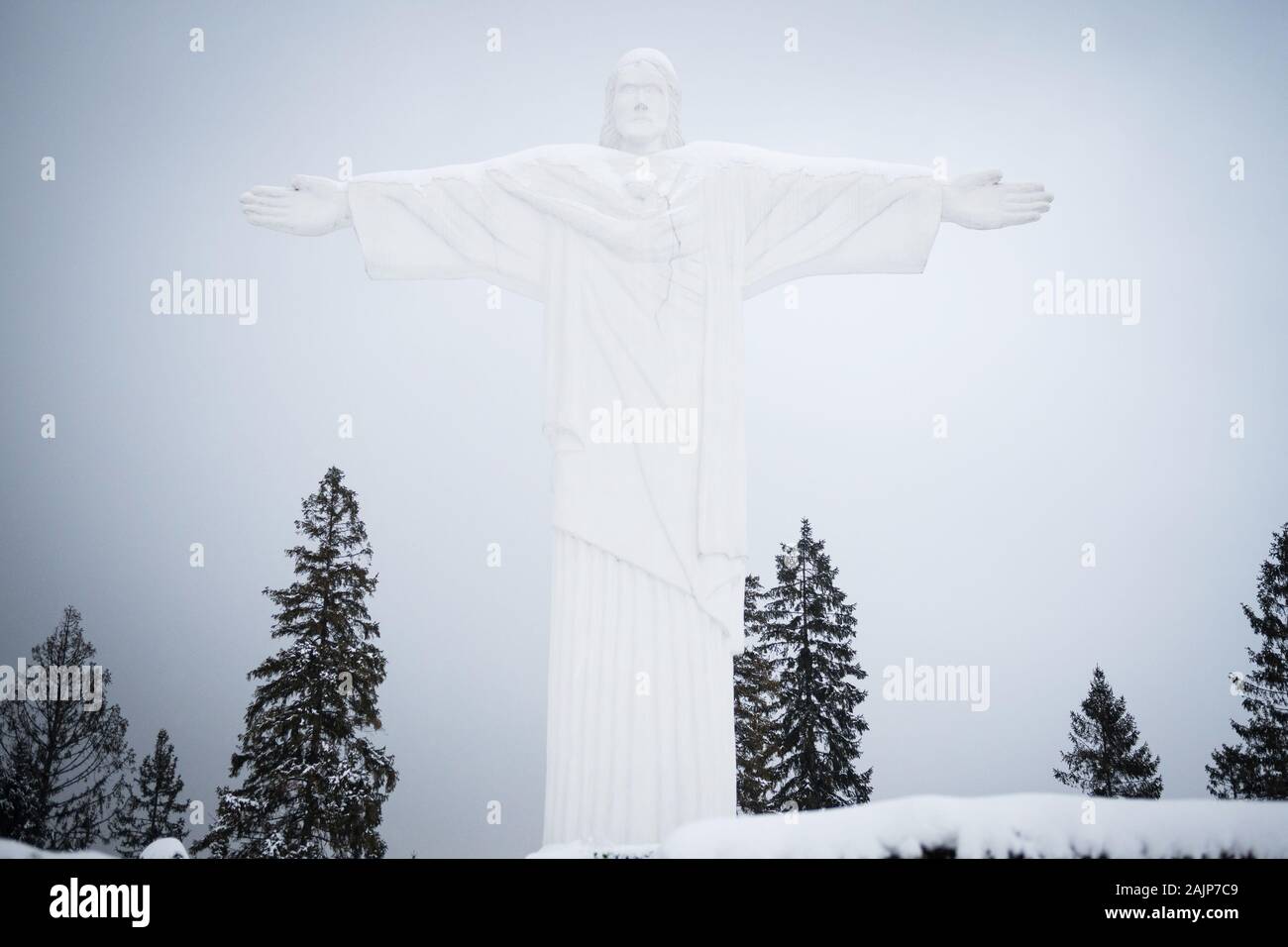 KLIN, SLOVAKIA - DEC 28, 2019: Monumental statue of Jesus Christ called ...