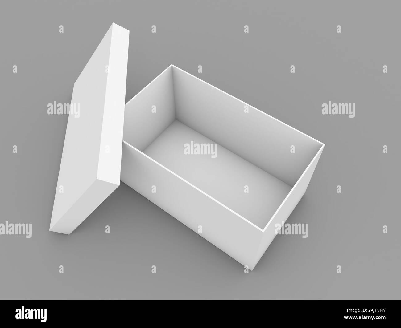 Shoe box on a gray background. 3d render illustration Stock Photo - Alamy