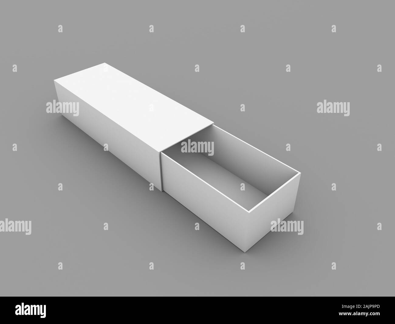 Open long box mock up on gray background. 3d render illustration Stock ...