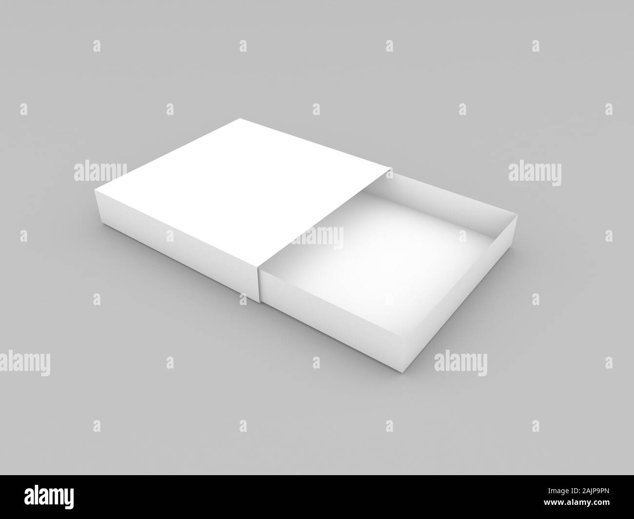Open wide box mock up on gray background. 3d render illustration Stock ...