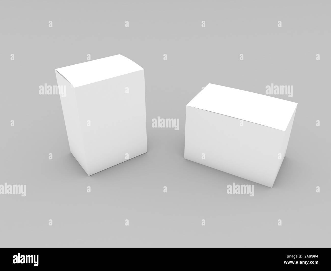 Two box mockup on gray background. 3d render illustration Stock Photo ...