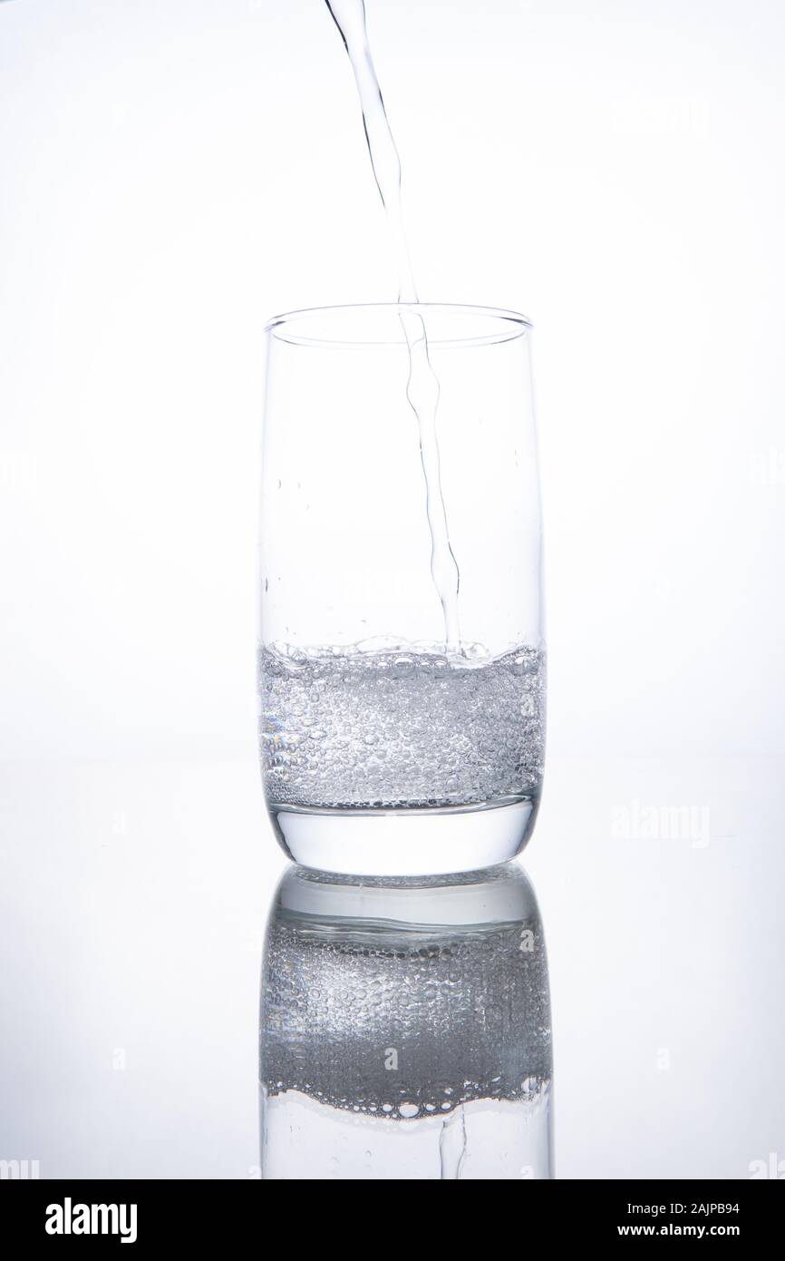 The glass beaker is filled with clear transparent mineral water Stock ...
