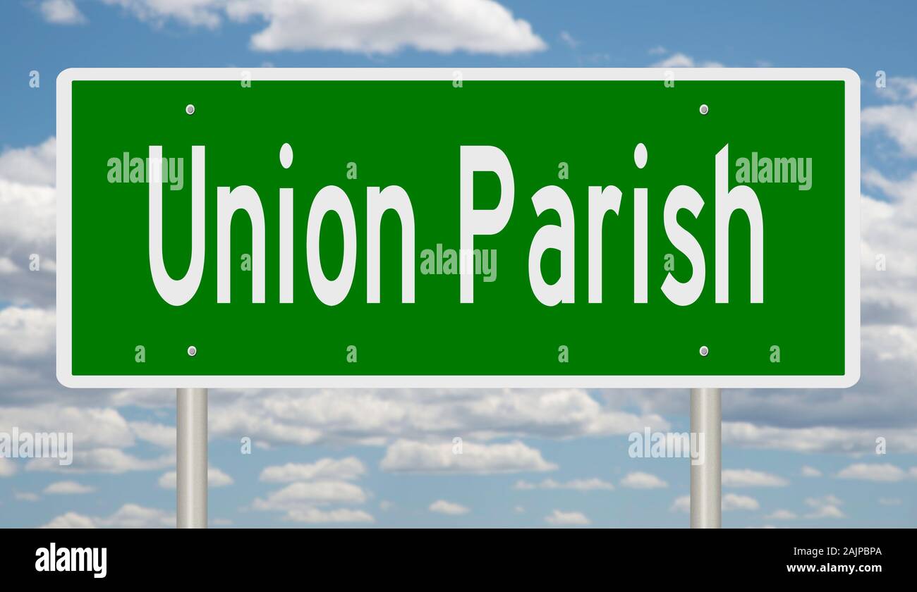 Rendering of a green 3d highway sign for Union Parish in Louisiana ...
