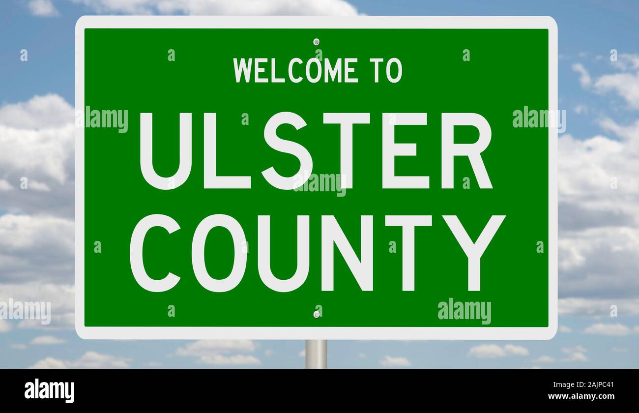 Rendering of a green 3d highway sign for Ulster County Stock Photo - Alamy