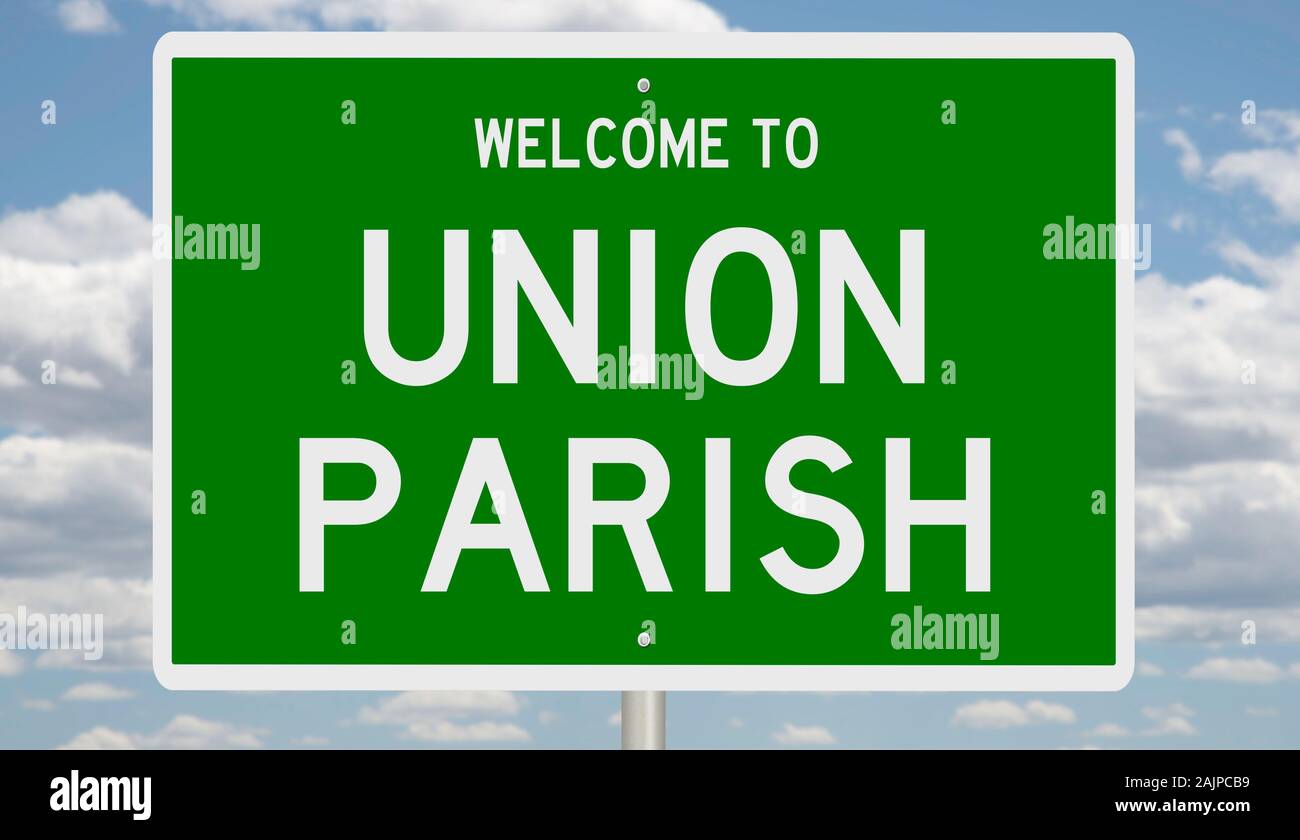 Rendering of a green 3d highway sign for Union Parish in Louisiana ...