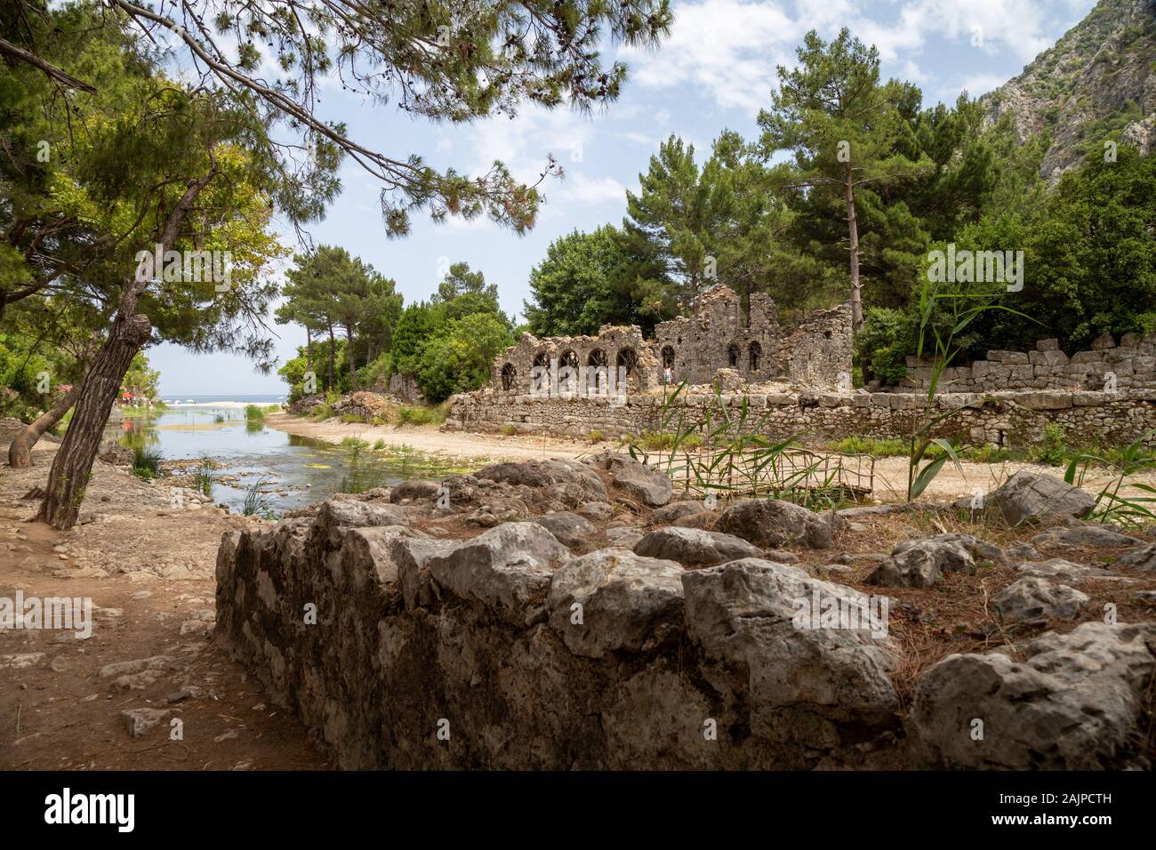 Ruins of the ancient city of Olympos in Cirali village in Antalya ...