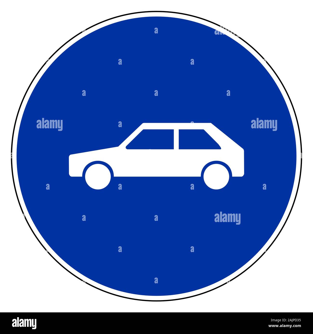 Car and blue sign Stock Photo - Alamy