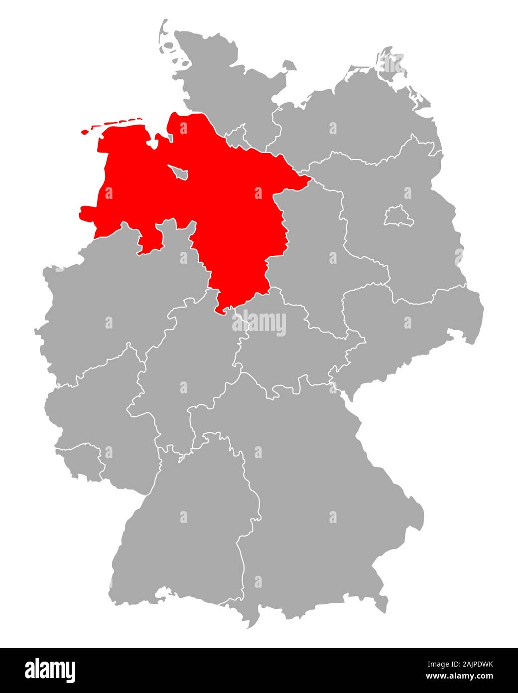 Map of Lower Saxony in Germany Stock Photo - Alamy