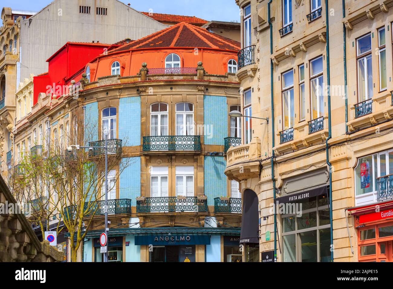 Porto, Portugal -April 1, 2018: Old town street street view with ...