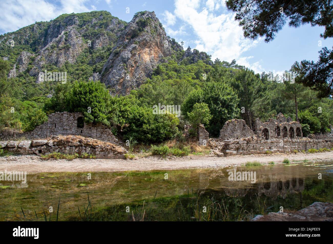 Ruins of the ancient city of Olympos in Cirali village in Antalya ...