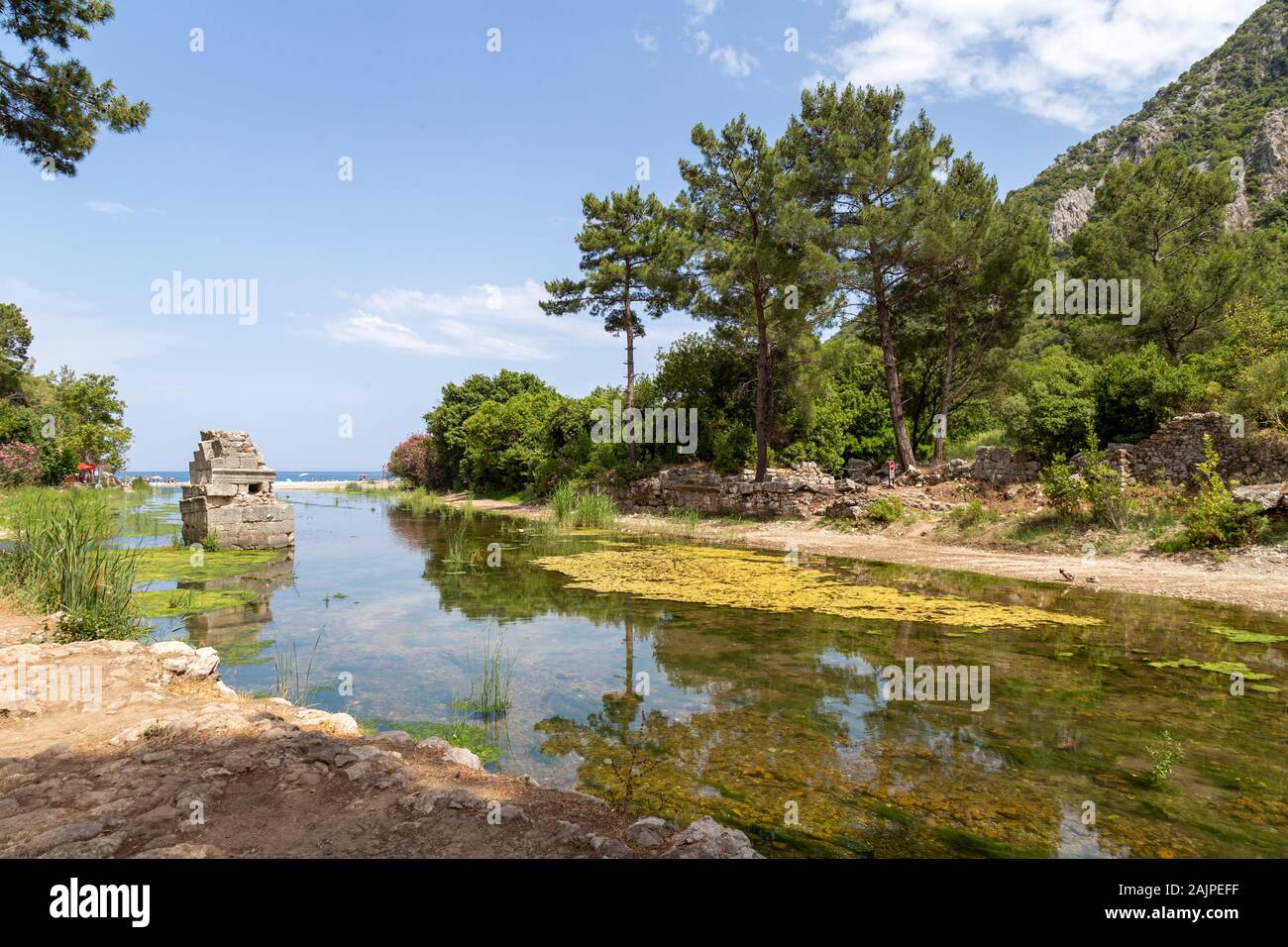 Ruins of the ancient city of Olympos in Cirali village in Antalya ...