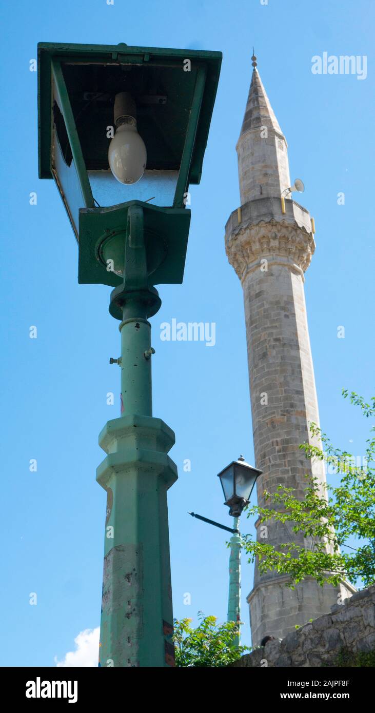 Street lighting in the form of old-fashioned lantern by day and Nezir ...