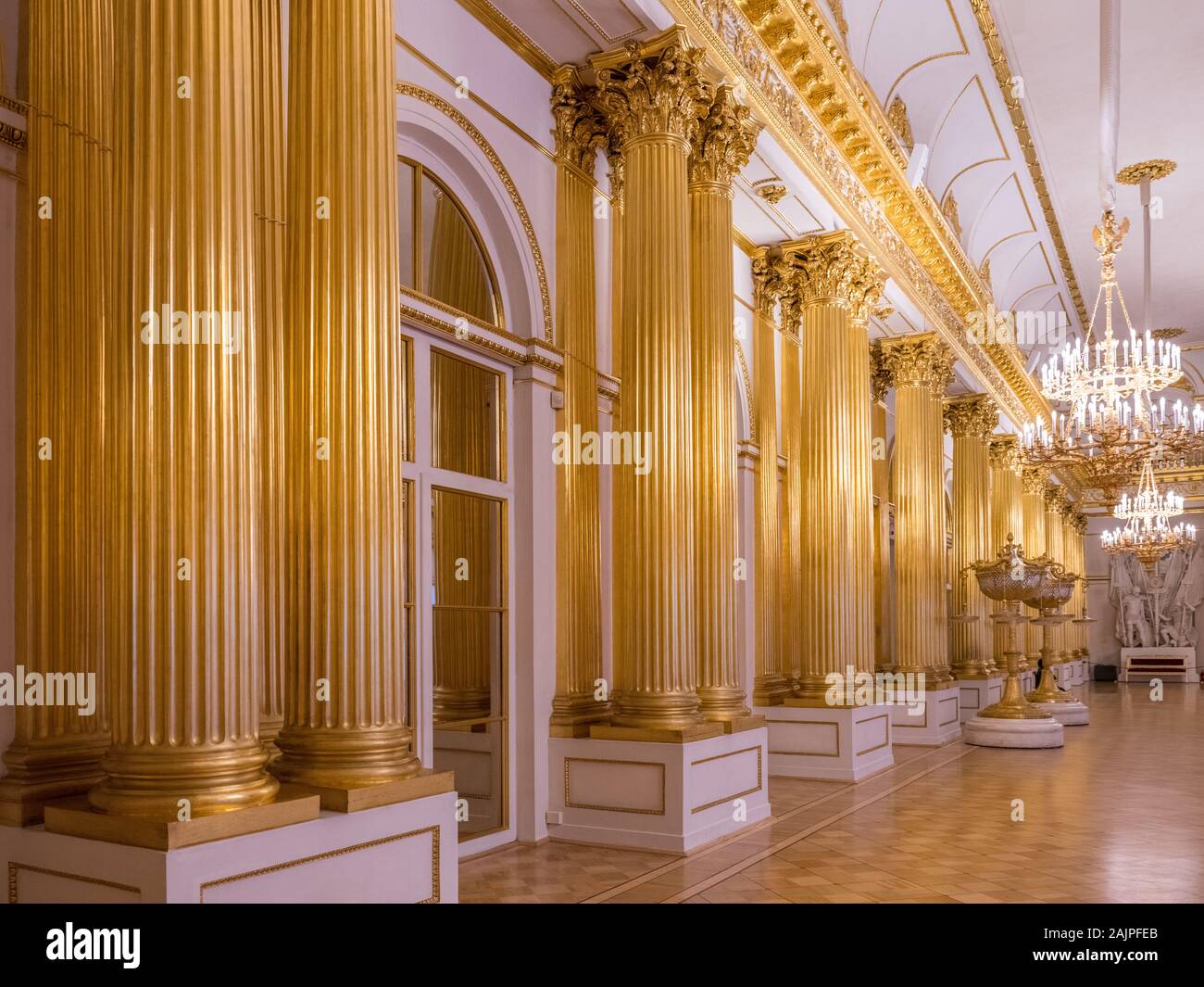 Interior of Armorial Hall of the Winter Palace in St.Petersburg; The ...
