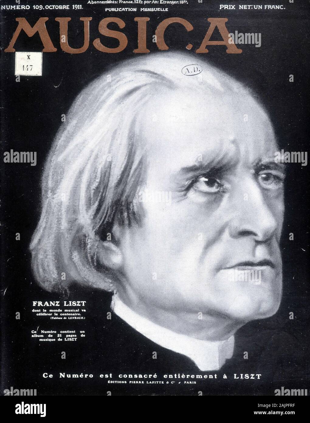 Portrait de Franz Liszt (1811-1886) - in "Musica", octobre 1911 Stock ...