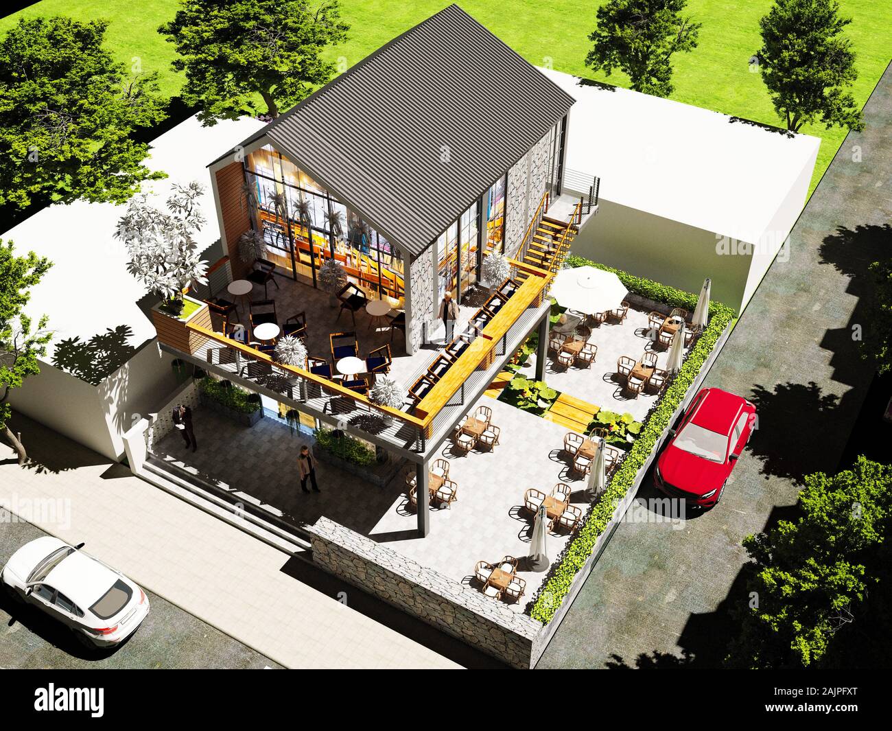 3d render of cafe restaurant Stock Photo - Alamy