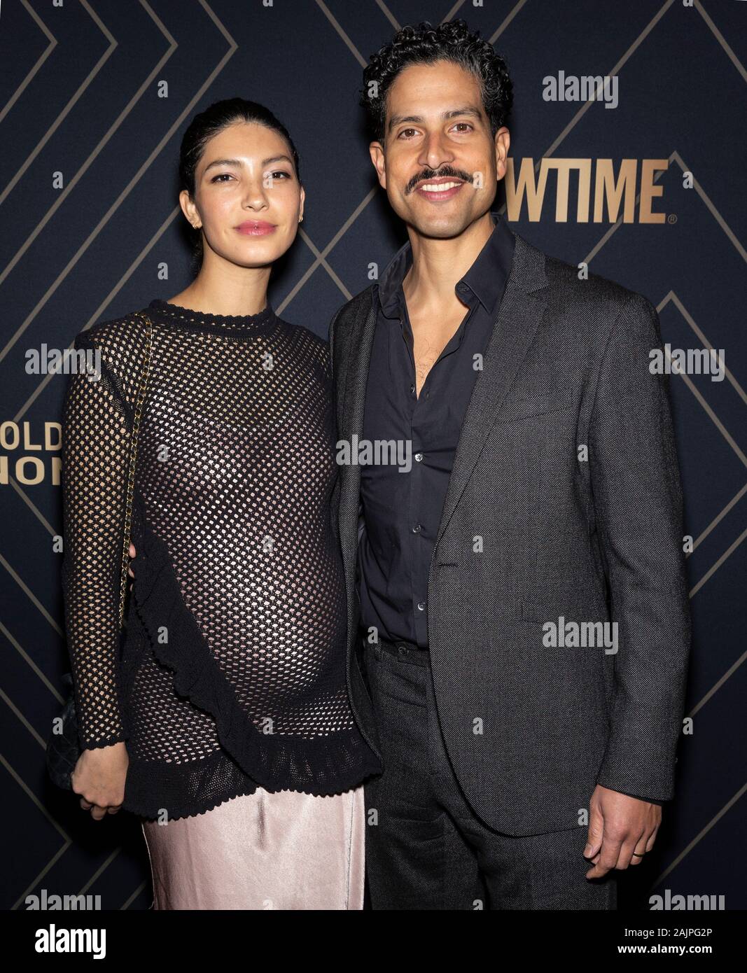 Los Angeles, CA, USA - Jan 04, 2020: Grace Gail and Adam Rodriguez ...