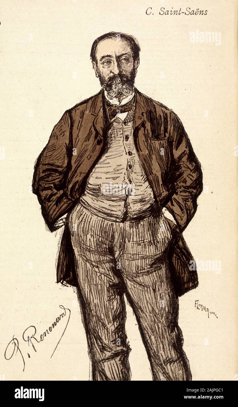 Portrait de Camille Saint Saens (Saint-Saens) (1835-1921), compositeur ...