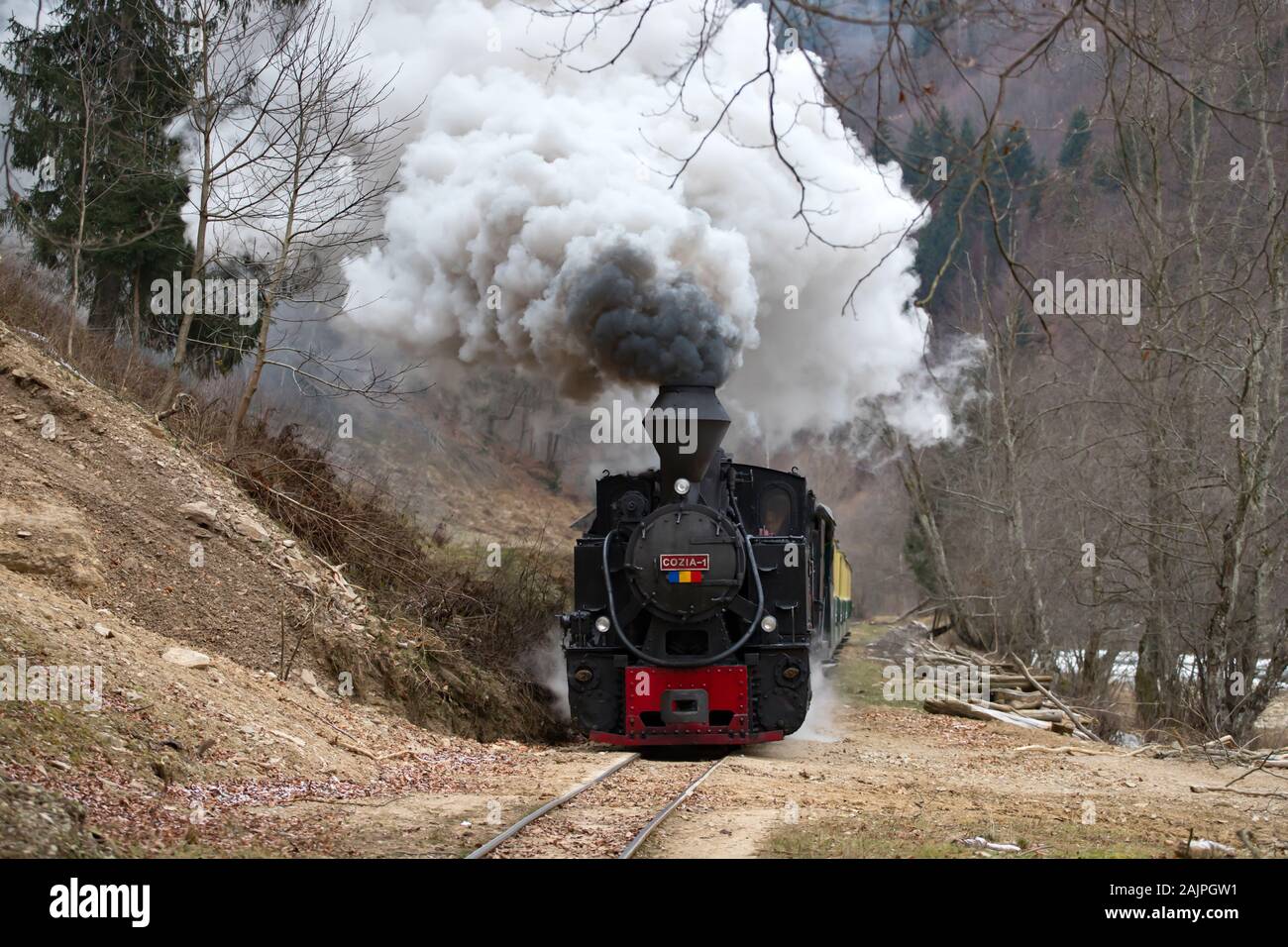 Mocanita, the steam train from Maramures, Romania Stock Photo - Alamy