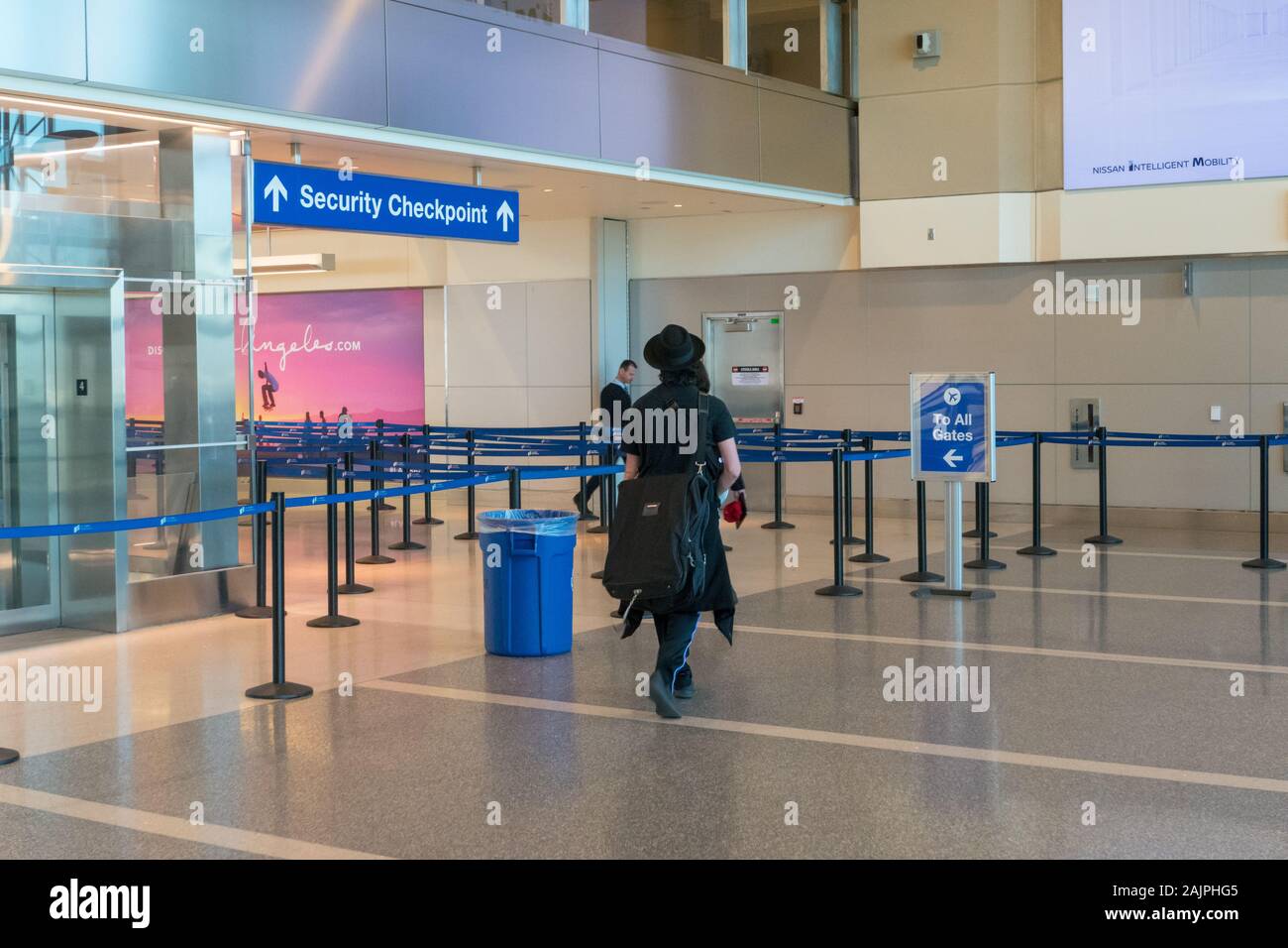 Person walking towards the security checkpoints in LAX airport Stock ...