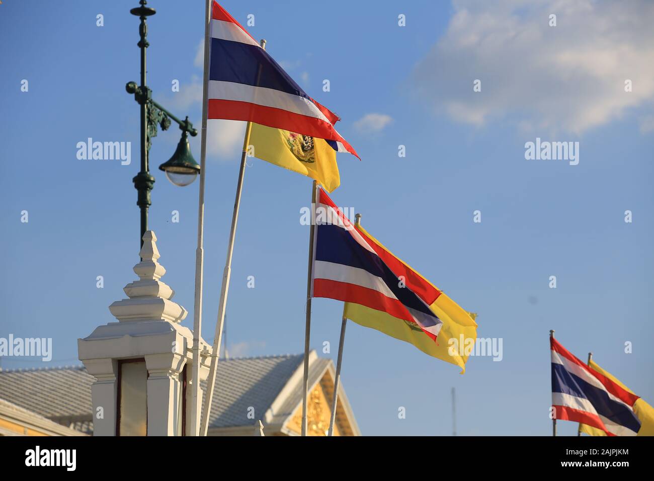 waving Thailand flag at outdoor Stock Photo - Alamy