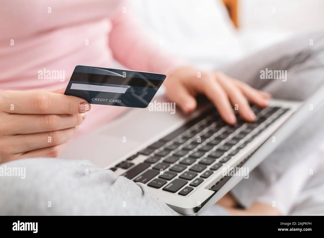 Online banking woman checking hi-res stock photography and images - Alamy
