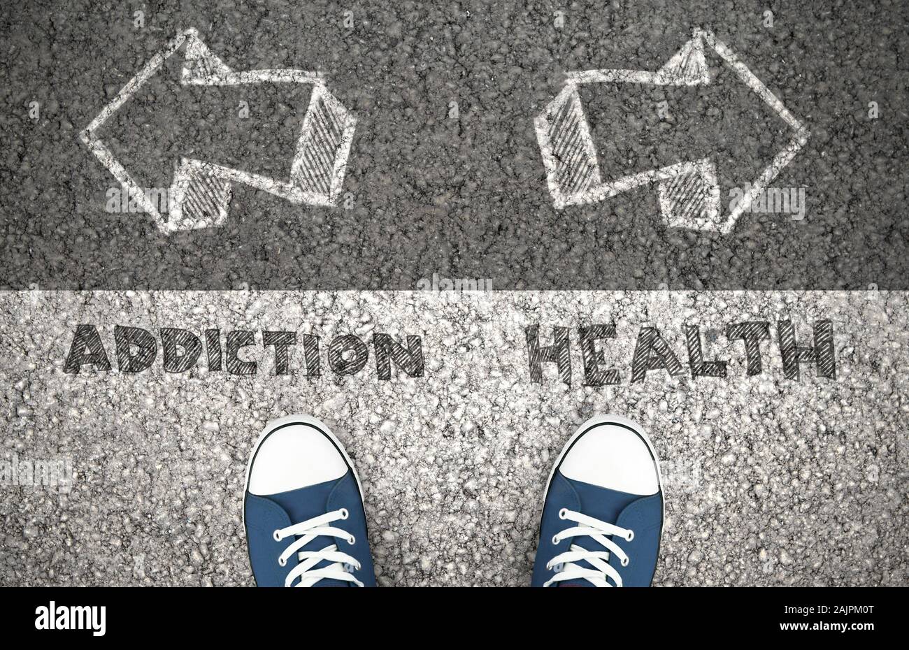 Recovery Concept, Addiction Or Health Written On The Asphalt Road ...