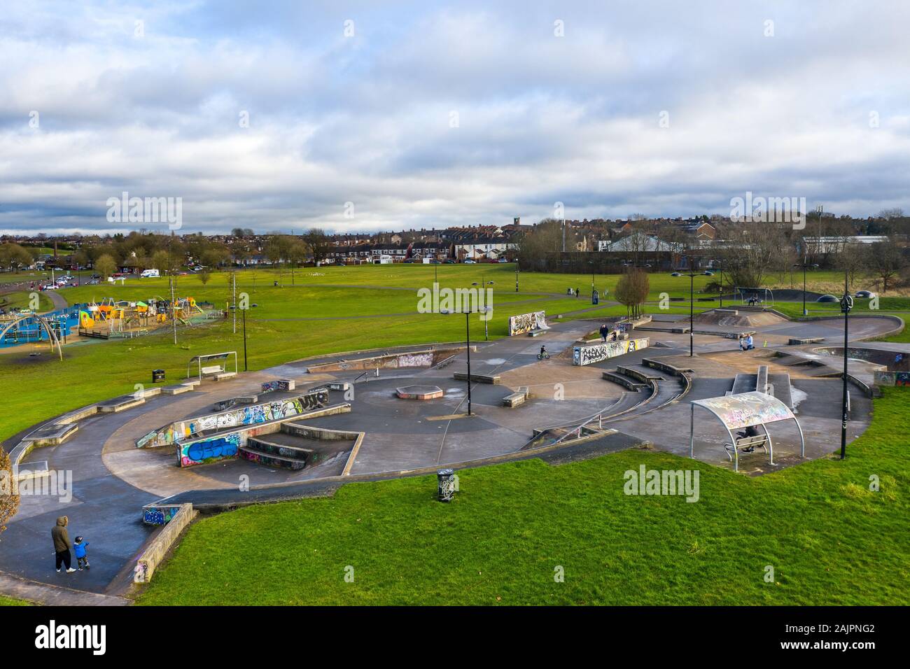 Hanley forest park, Stoke on Trent, Overhead aerial view of central ... Hanley forest park, Stoke on Trent, Overhead aerial view of central ...