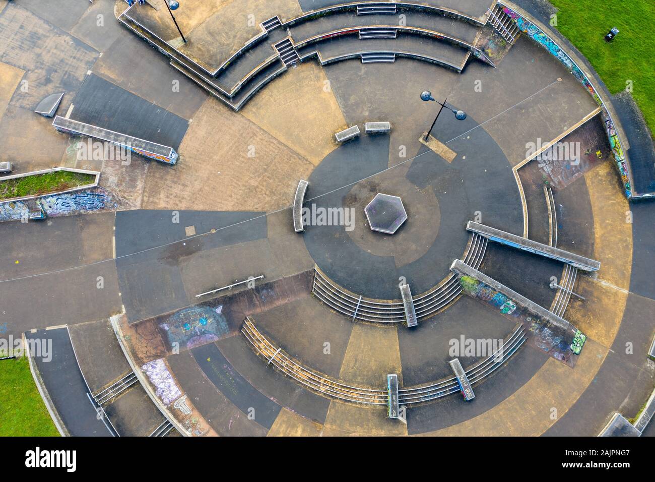 Hanley forest park, Stoke on Trent, Overhead aerial view of central ...