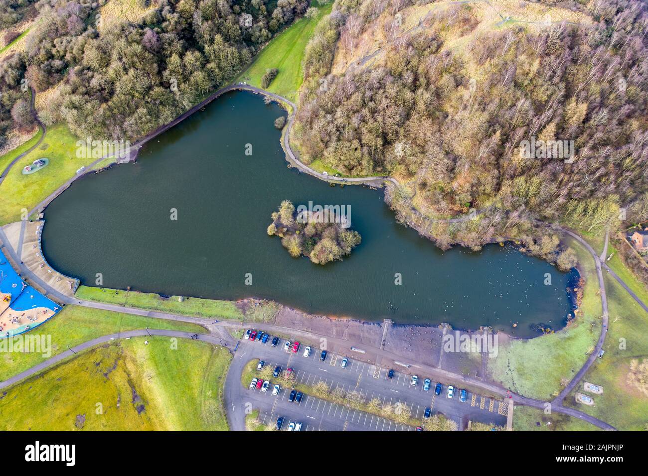 Aerial view of Hanley forest park, Central forest park, Hanley park ...
