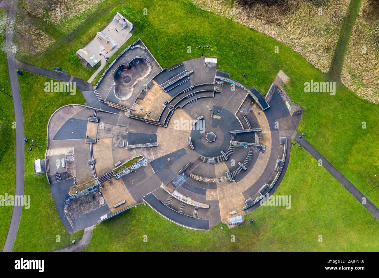 Hanley forest park, Stoke on Trent, Overhead aerial view of central ...