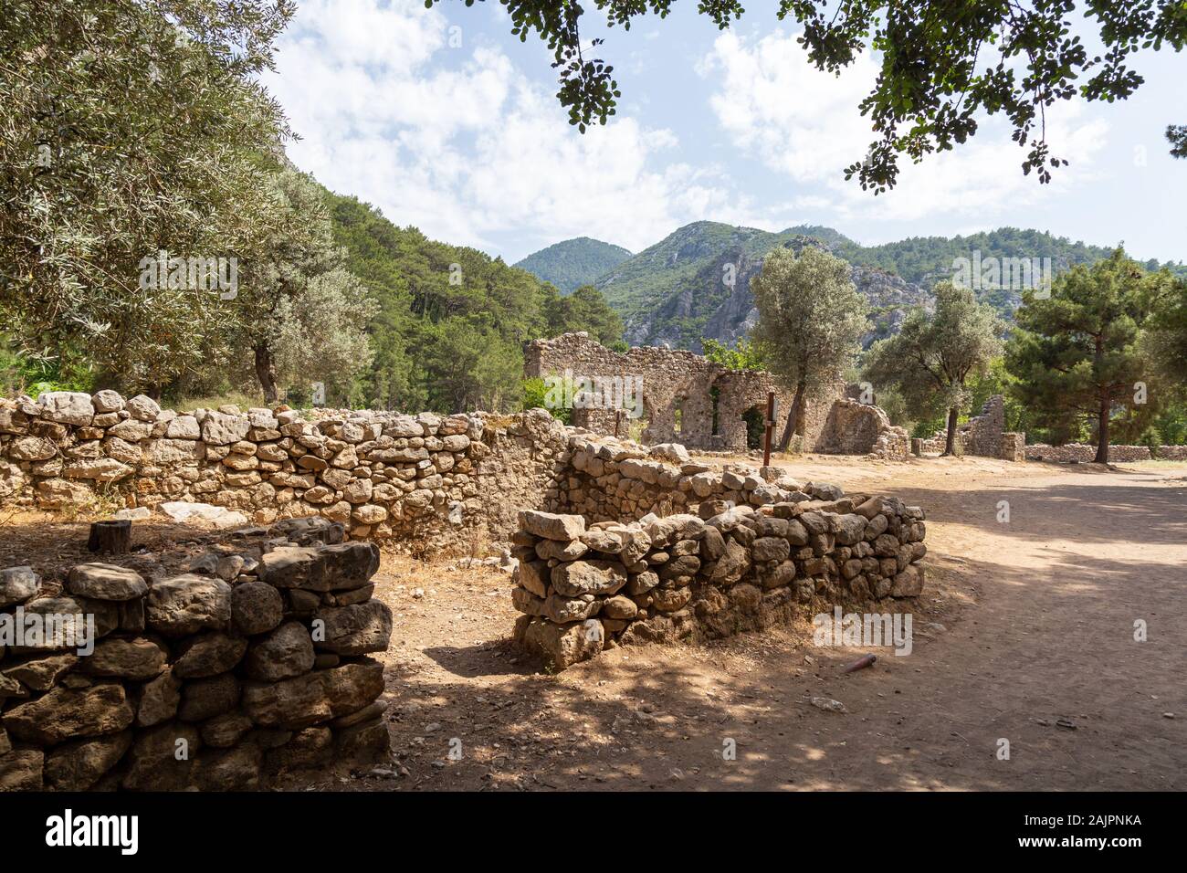 Ruins of the ancient city of Olympos in Cirali village in Antalya ...