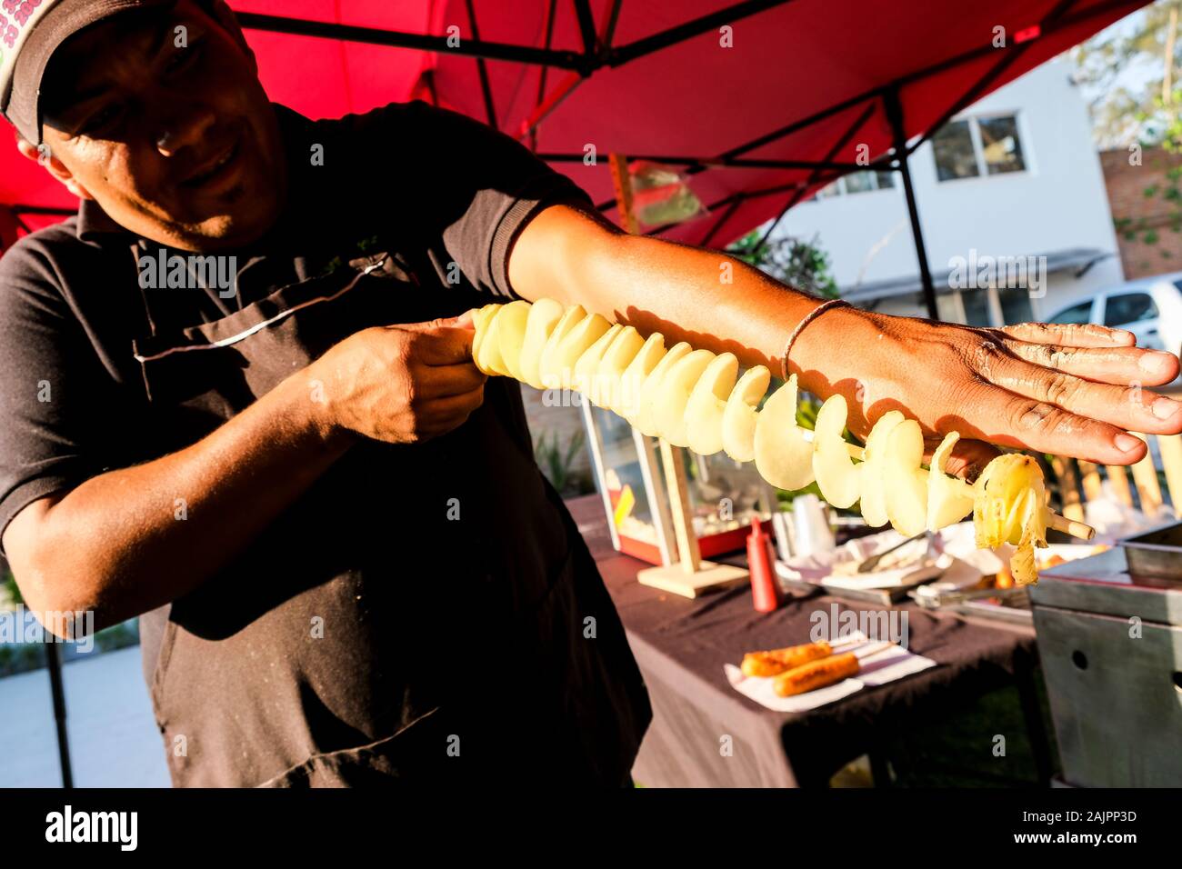 Paddler are preparing a delicious street food. Guadalajara, Jalisco ...