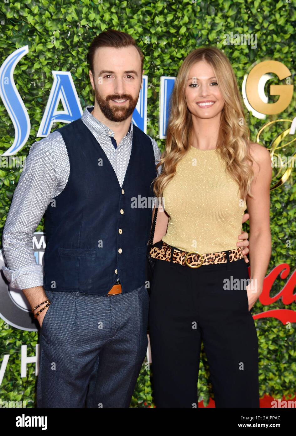 BEVERLY HILLS, CA - JANUARY 04: James Hinchcliffe, Rebecca Dalton ...