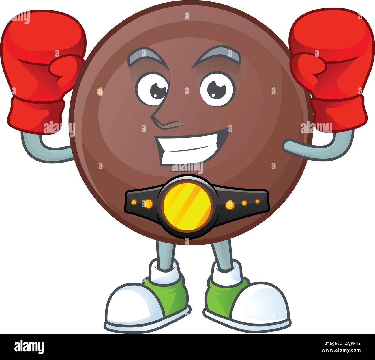 Happy Face Boxing chocolate ball cartoon character design Stock Vector ...