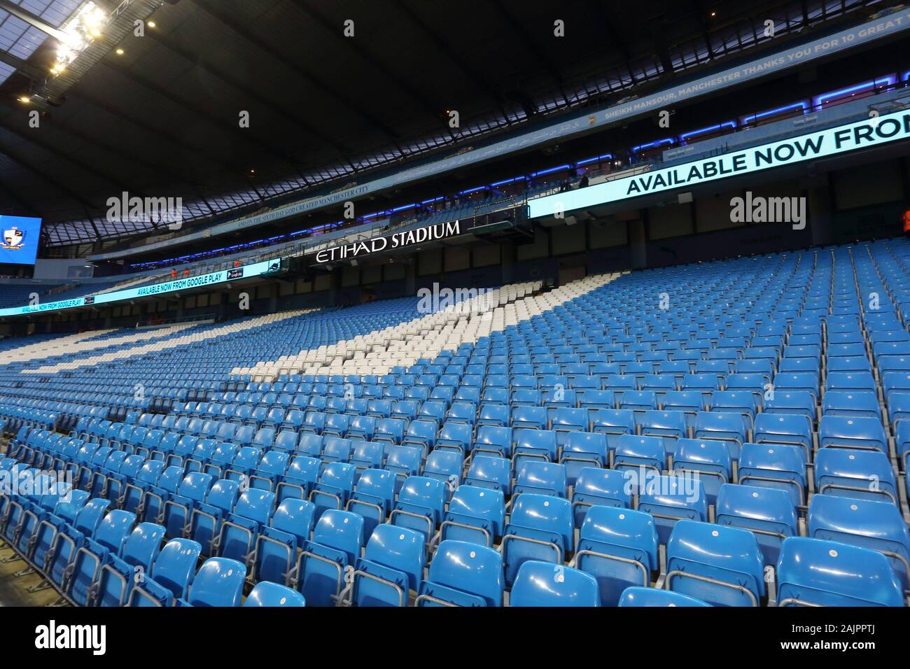 Seats inside etihad stadium manchester hi-res stock photography and ...