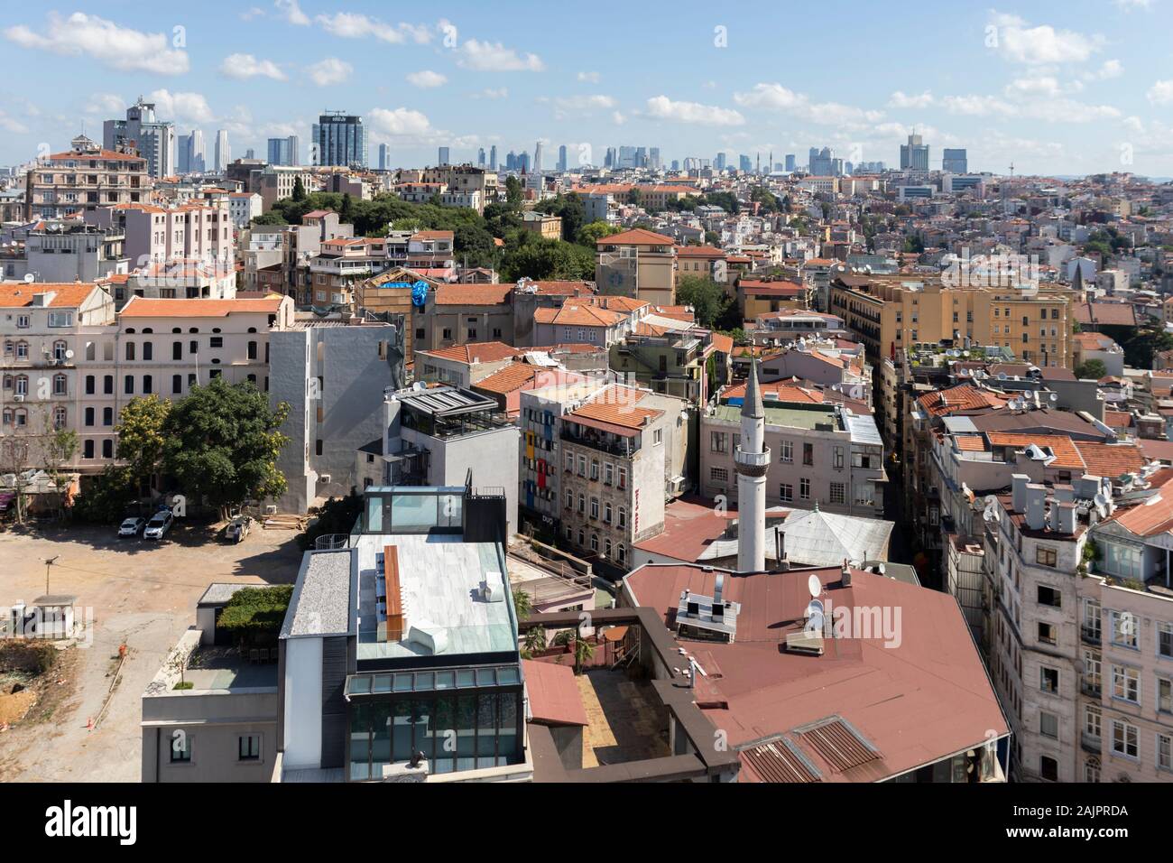 ISTANBUL, TURKEY - JULY 27, 2019: Amazing panorama from Galata Tower to ...