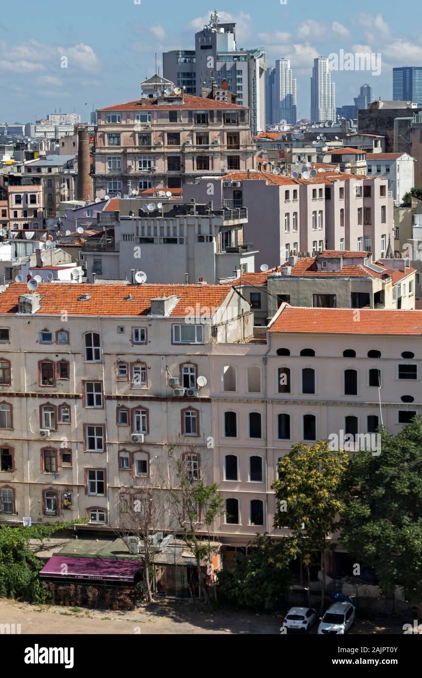 ISTANBUL, TURKEY - JULY 27, 2019: Amazing panorama from Galata Tower to ...