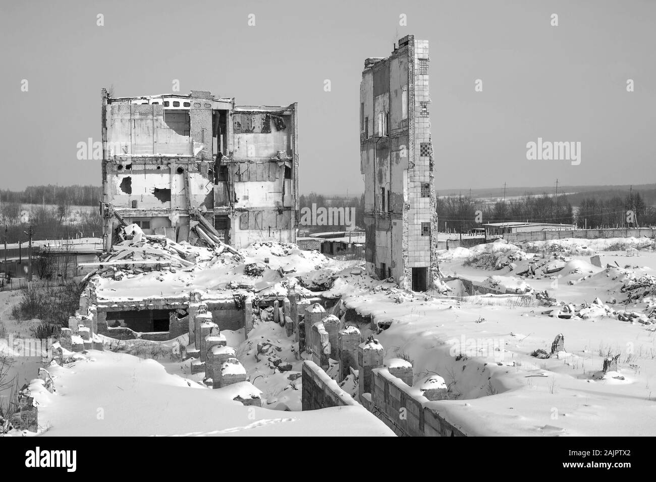 View from building destroyed Black and White Stock Photos & Images - Alamy