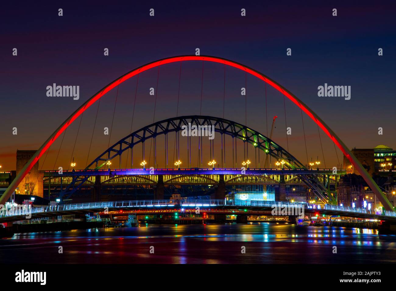 Newcastle and Gateshead Quayside at Night Stock Photo - Alamy