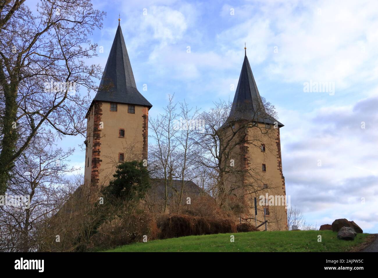 Towers of the medieval castle in Rochlitz/Saxony/Germany in Europe with ...