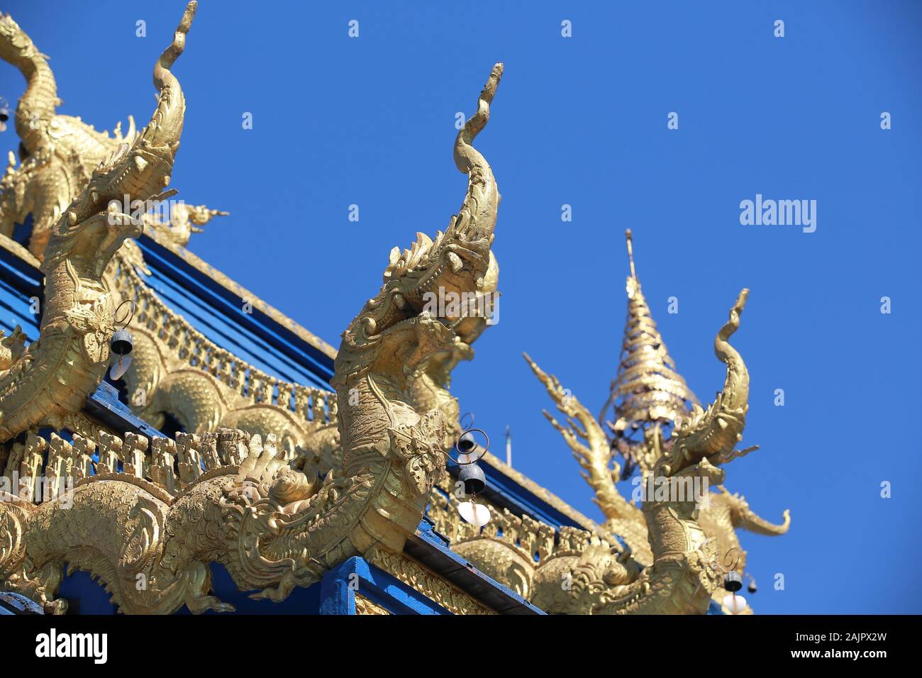 Thailand temple decoration of Thai style dragon so call Naga or Nagi ...