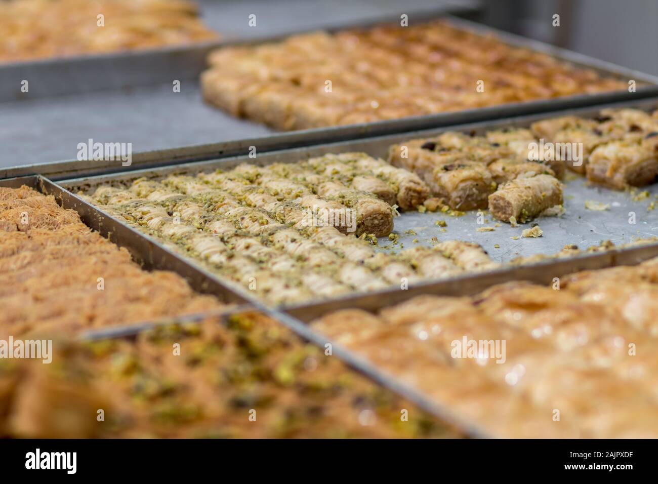 Baklava. sweet dessert pastry made of layers of filo filled with nuts ...