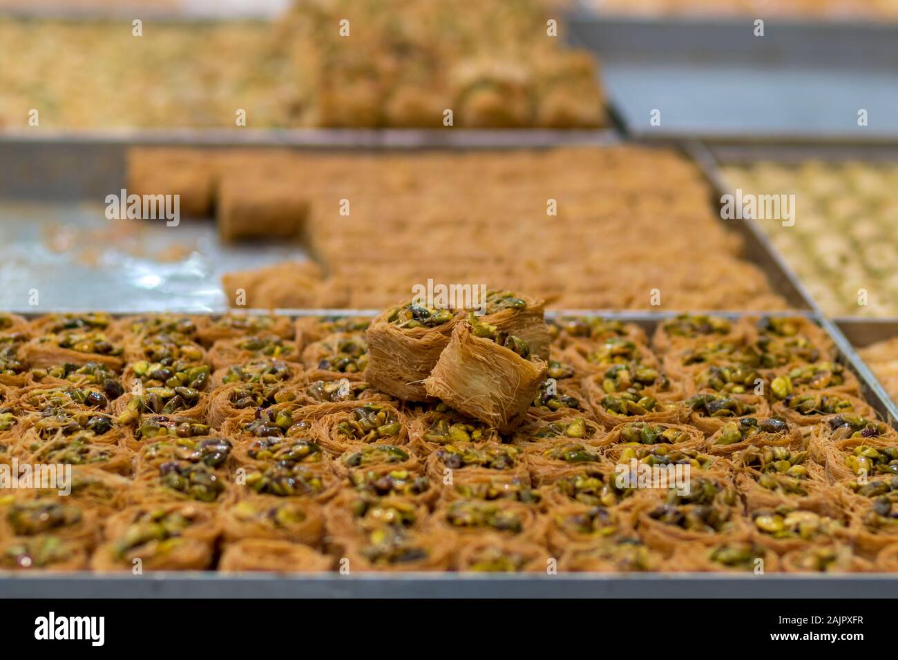 Baklava. sweet dessert pastry made of layers of filo filled with nuts ...